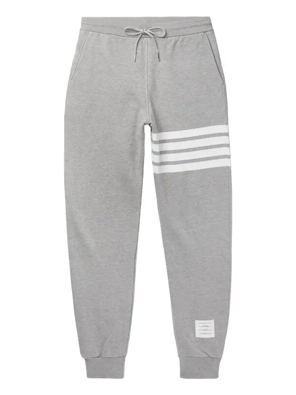 Thom Browne Tapered Striped Loopback Cotton-jersey Sweatpants - Gray