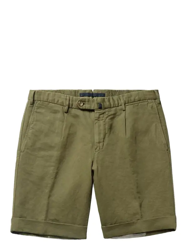 SLOWEAR Slim-fit Linen And Cotton-blend Shorts - Green