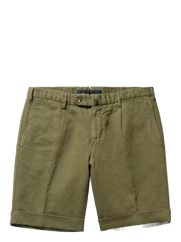 SLOWEAR Slim-fit Linen And Cotton-blend Shorts - Green