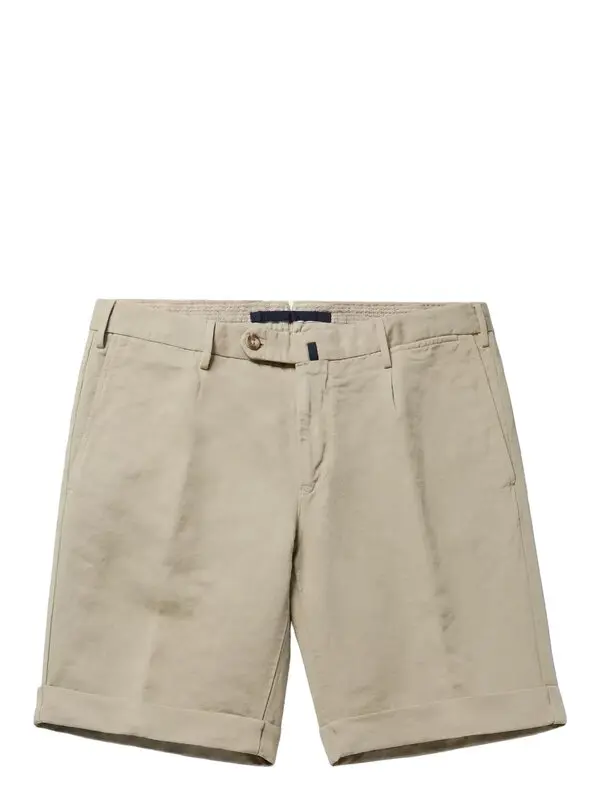 SLOWEAR Slim-fit Linen And Cotton-blend Shorts - Neutrals