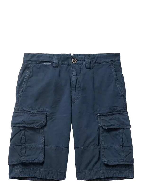 SLOWEAR Incotex Washed Cotton And Linen-blend Cargo Shorts - Blue