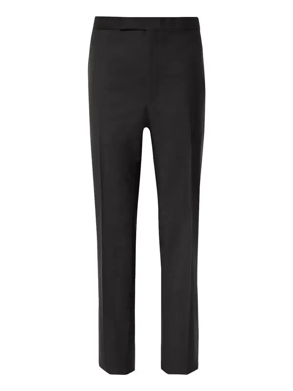 Richard James Satin-trimmed Wool And Mohair-blend Tuxedo Trousers - Black