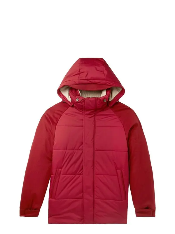 Loro Piana Storm System Quilted Baby Cashmere And Shell Hooded Jacket - Burgundy