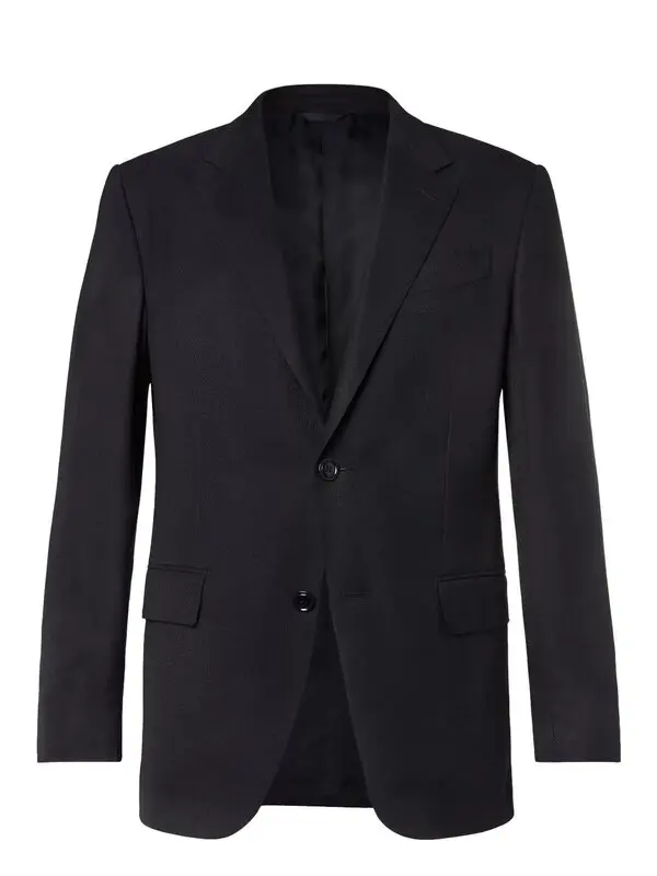 Zegna Navy 10-pocket Stretch Wool And Silk-blend Blazer - Blue