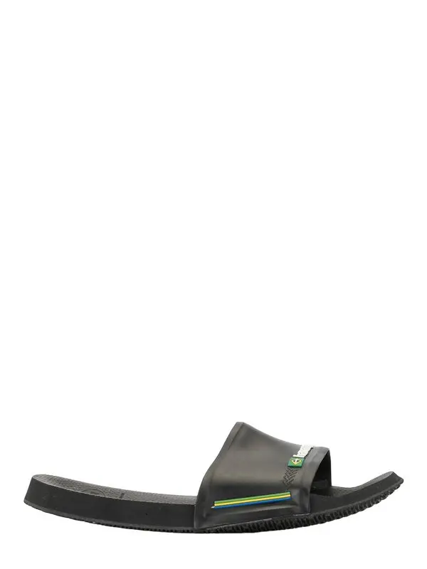 Havaianas Slip-on Logo Slides - Black