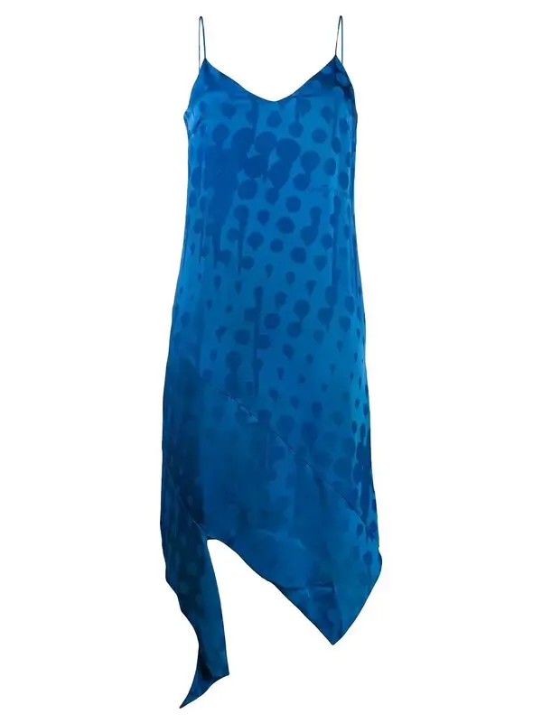 Off-White Jacquard-woven Slip Dress - Blue