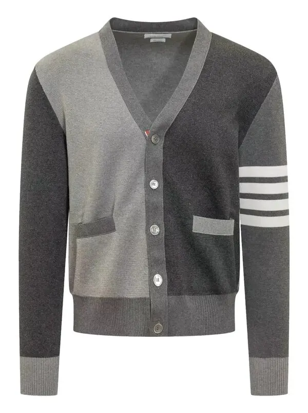 Thom Browne 4-bar V-neck Cardigan - Grey