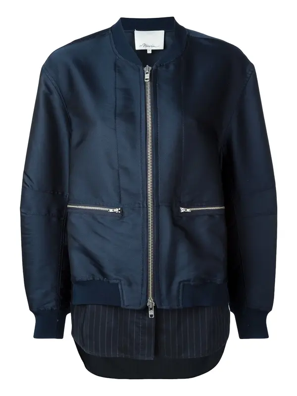 3.1 Phillip Lim Layered Bomber Jacket - Blue