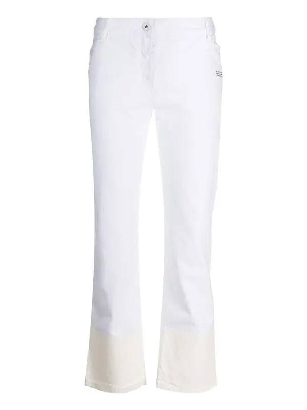 Off-White Contrast Hem Mid-rise Jeans - White