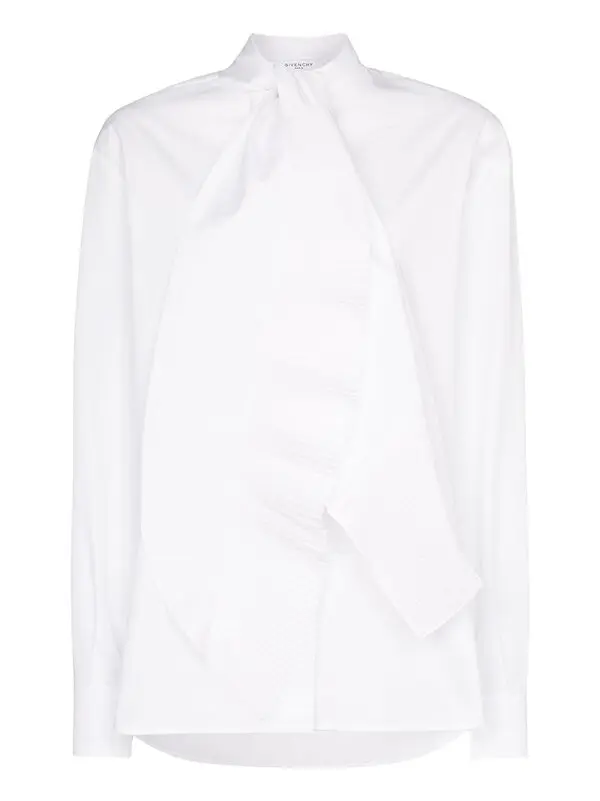 Givenchy Cotton Poplin Blouse With Scarf Neck - White