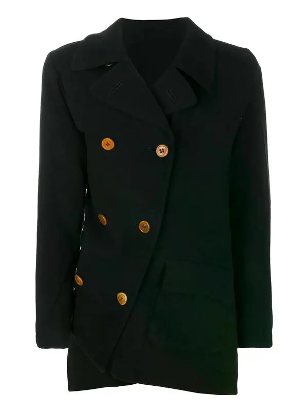 Comme Des Garçons Asymmetric Pea Coat - Black