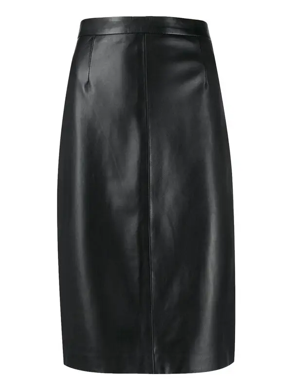 Red Valentino High-waisted Leather Midi Skirt - Black
