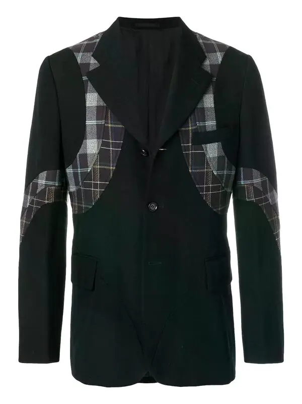 Comme Des Garçons Plaid Appliqué Blazer - Black