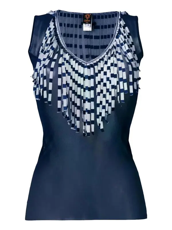 Jean Paul Gaultier Sheer Fringed Blouse - Blue