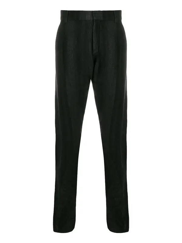DEVOA Striped Straight-leg Trousers - Black