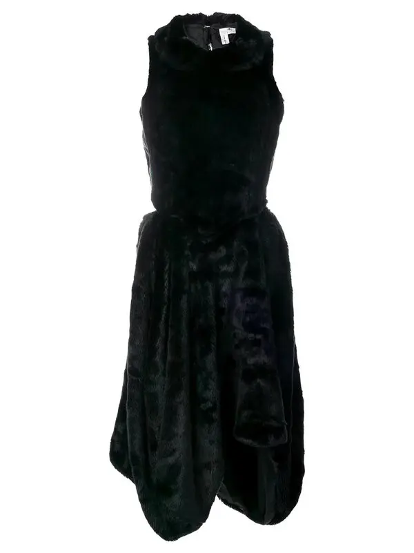 Comme Des Garçons 2000s Faux-fur Cutout Dress - Black