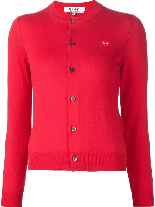 Play Comme Des Garcon Mini Heart Cardigan - Red