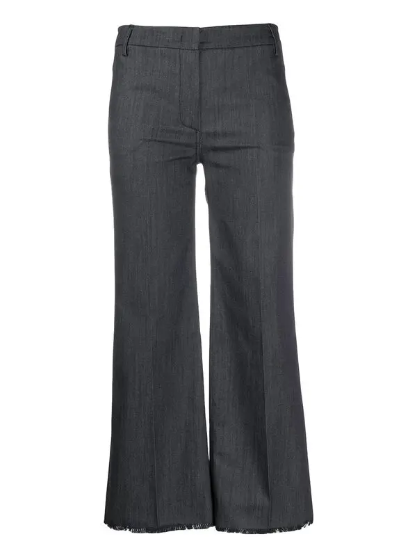 BLANCA VITA Raw-hem Cropped Trousers - Blue