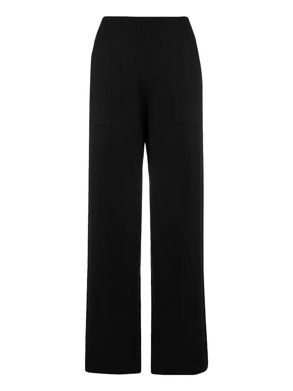 BARRIE Flared Knitted Trousers - Black