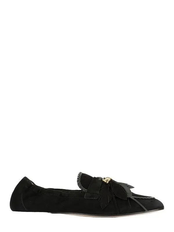 TOD'S Feather Appliqué Loafers - Black