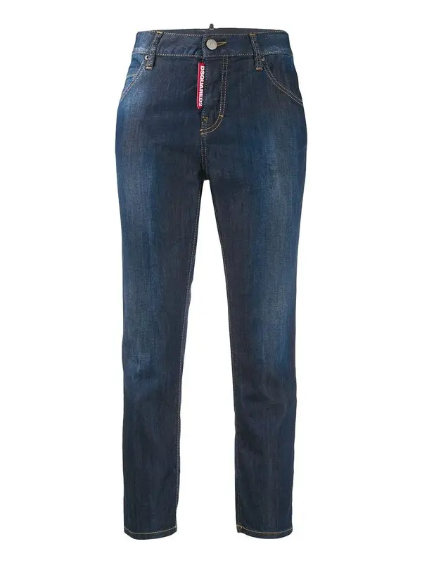 Dsquared2 Cropped Girlfriend Fit Jeans - Blue