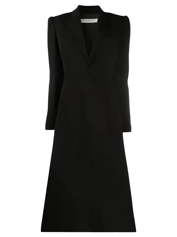 Philosophy Di Lorenzo Serafini Peak Lapels Flared Dress - Black