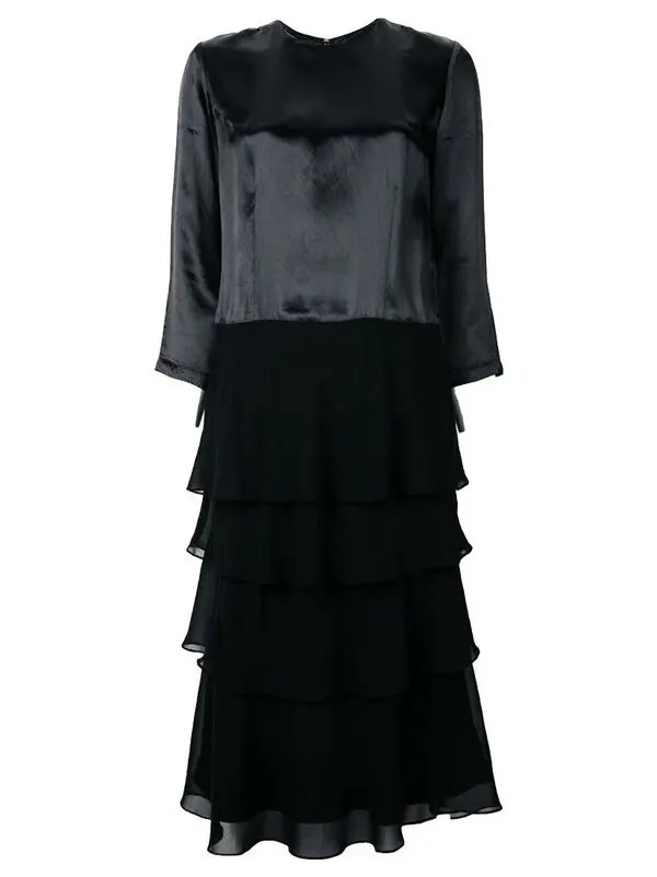 Comme Des Garçons Frilled Midi Dress - Black