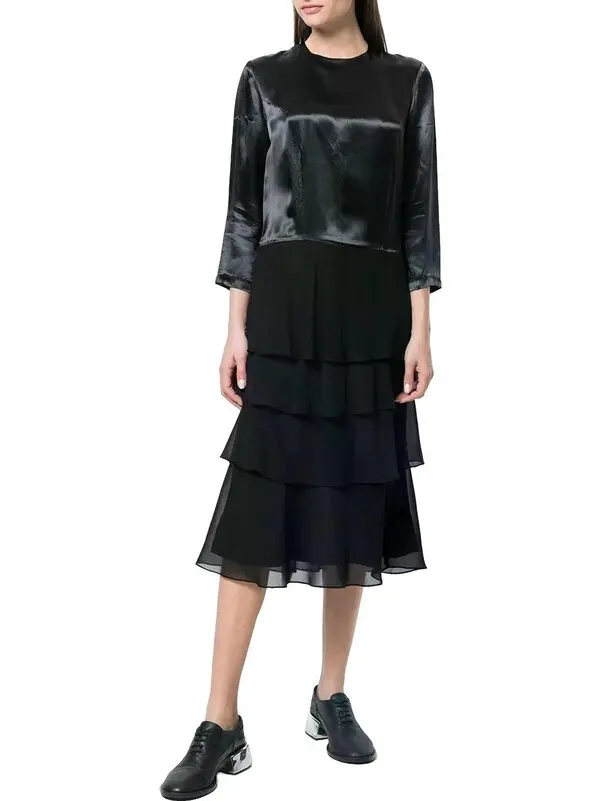 Comme Des Garçons Frilled Midi Dress - Black