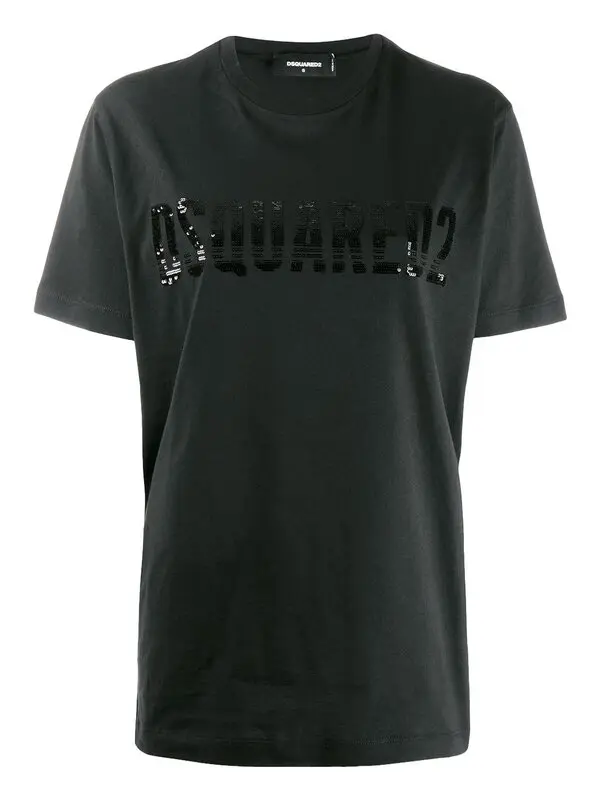 Dsquared2 Logo Print Sequin T-shirt - Black