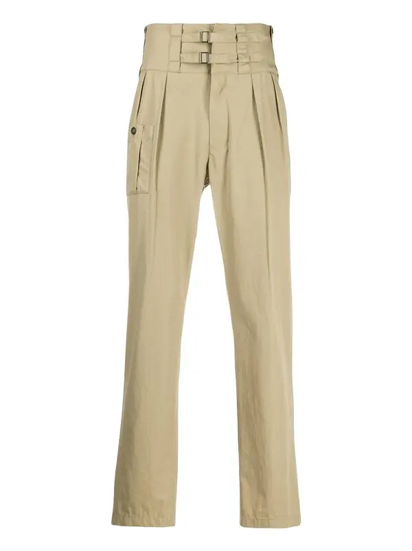 Dolce & Gabbana Double Buckle Tailored Bush Pants - Neutrals
