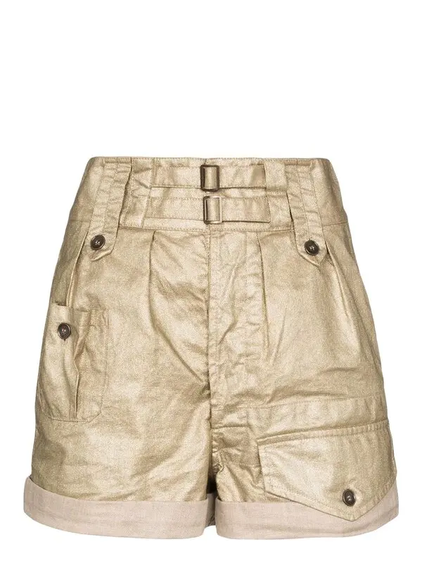 Saint Laurent Coated Linen Shorts - Neutrals