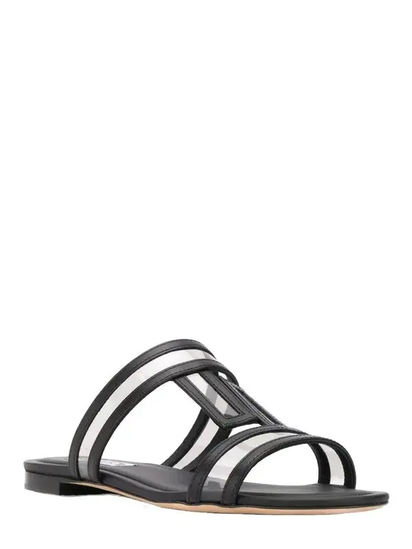 TOD'S Flat Leather Sandals - Black