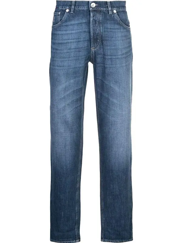 Brunello Cucinelli Indigo Cotton Turn Up Jeans - Blue