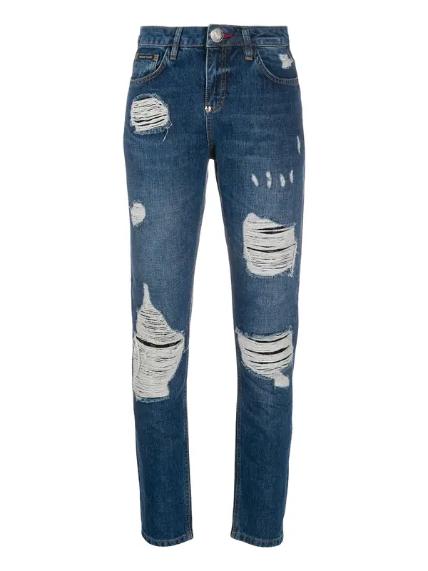 Philipp Plein Statement Mid-rise Slim Jeans - Blue