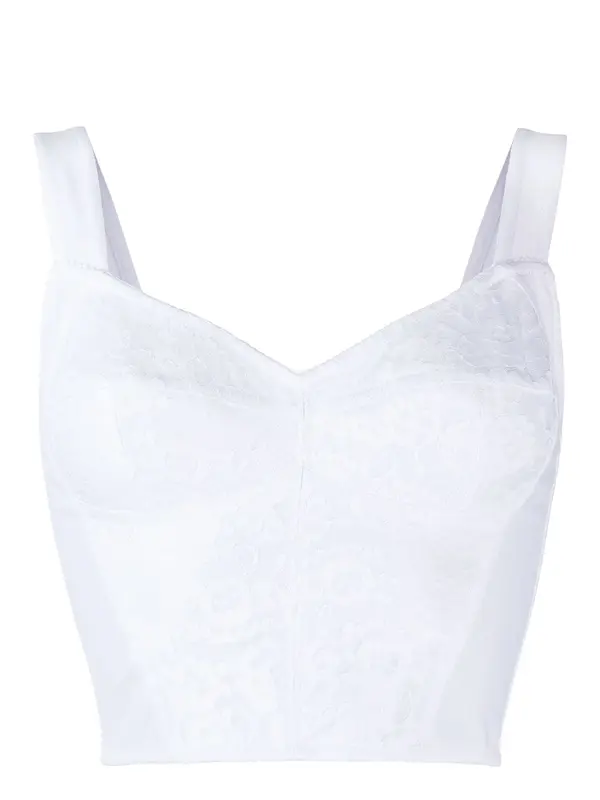 Dolce & Gabbana Jacquard Corset Bustier - White