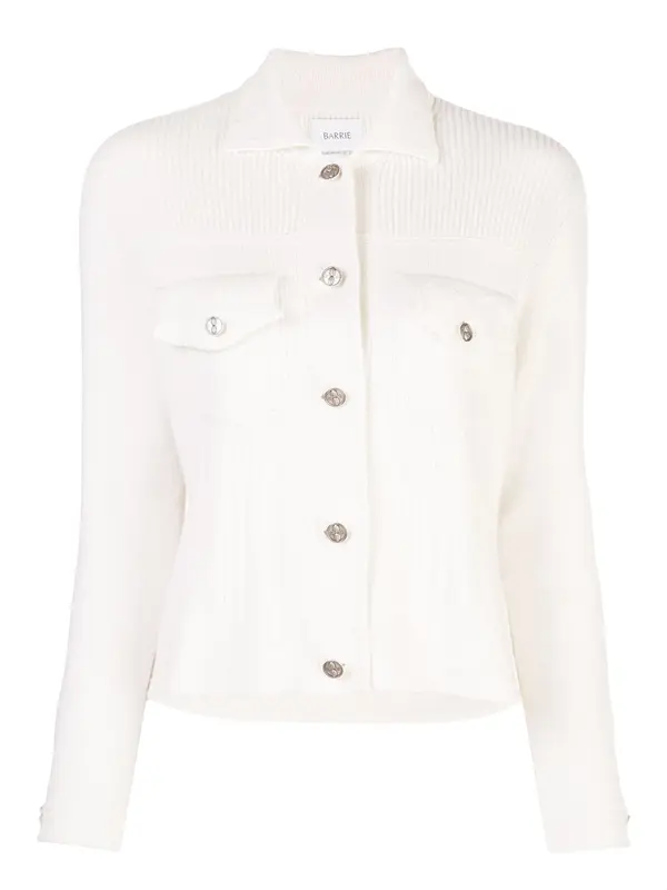 BARRIE Contrast-stitch Knitted Jacket - White