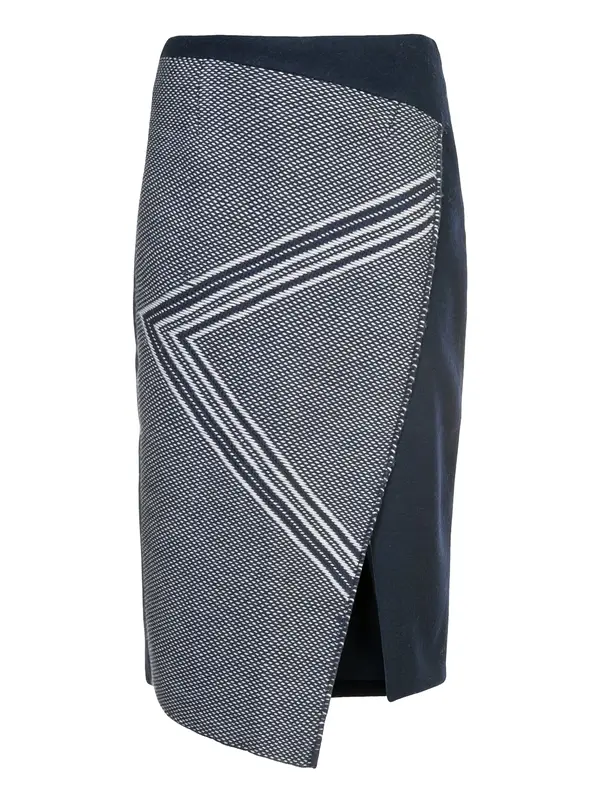 Voz Asymmetric Pattern Midi Skirt - Blue