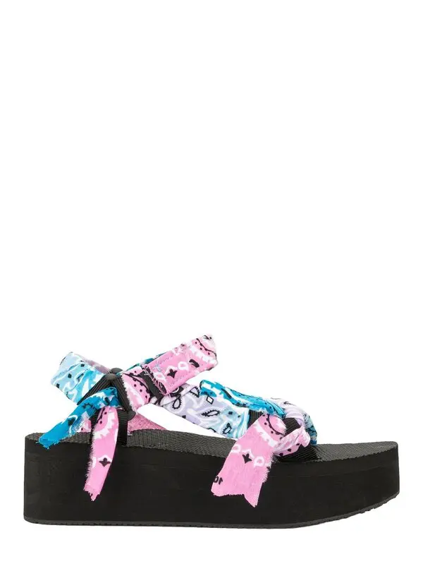 ARIZONA LOVE Bandana Wrapped Platform Sandals - Black