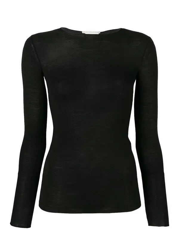 Stella McCartney Sheer Long Sleeve Top - Black