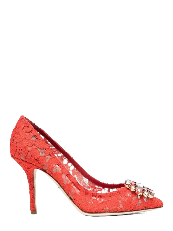 Dolce & Gabbana 60mm Lace Brooch-detail Pumps - Red