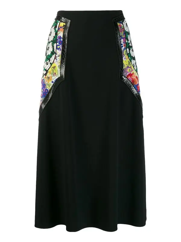 Stella McCartney Floral Panel Midi Skirt - Black