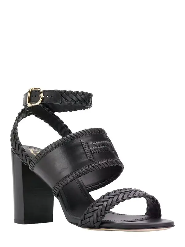 TOD'S Leather Block Heel Sandals With Ankle Strap - Black