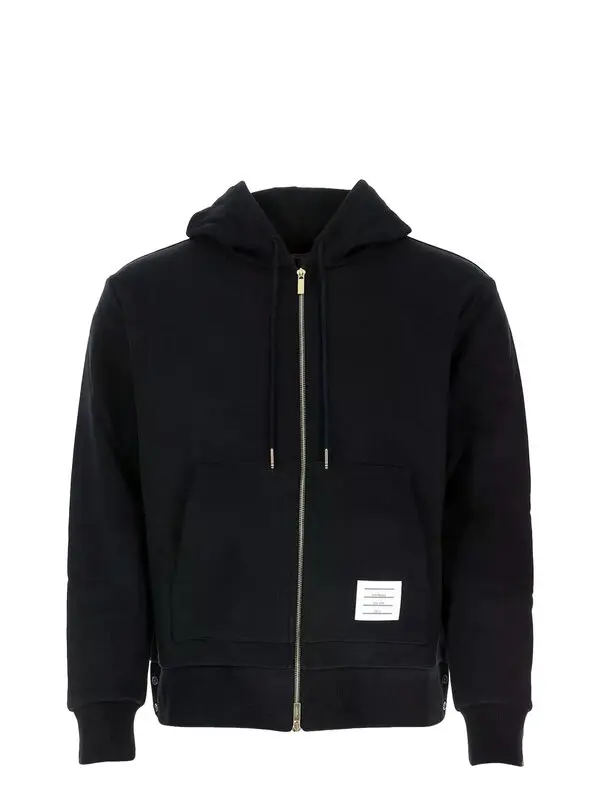 Thom Browne Stripe-detail Zip-up Hoodie - Blue