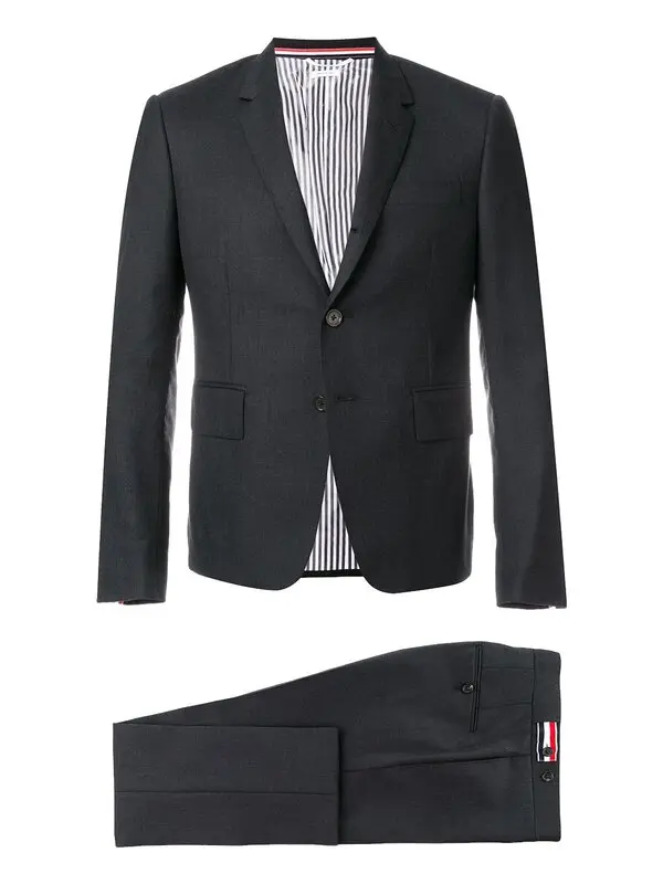 Thom Browne Super 120s Twill Suit With Tie - Grey
