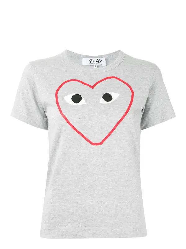 Play Comme Des Garcon Logo-print Crew Neck T-shirt - Grey