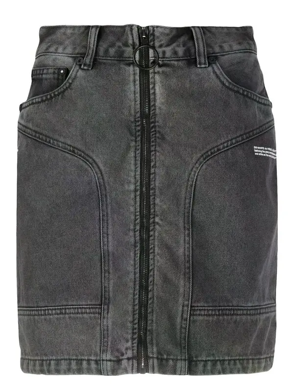 Off-White Zip-front Denim Skirt - Grey