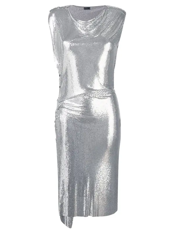Rabanne Draped Midi Dress - Silver