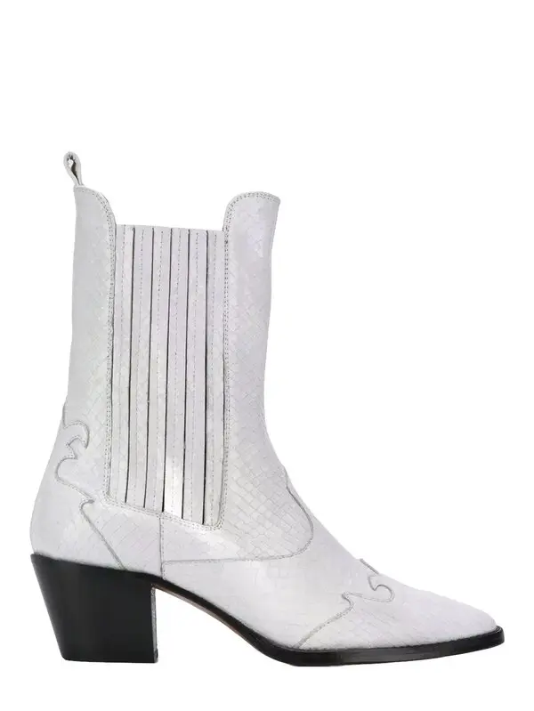 Paris Texas Snakeskin Effect Cowboy Boots - White