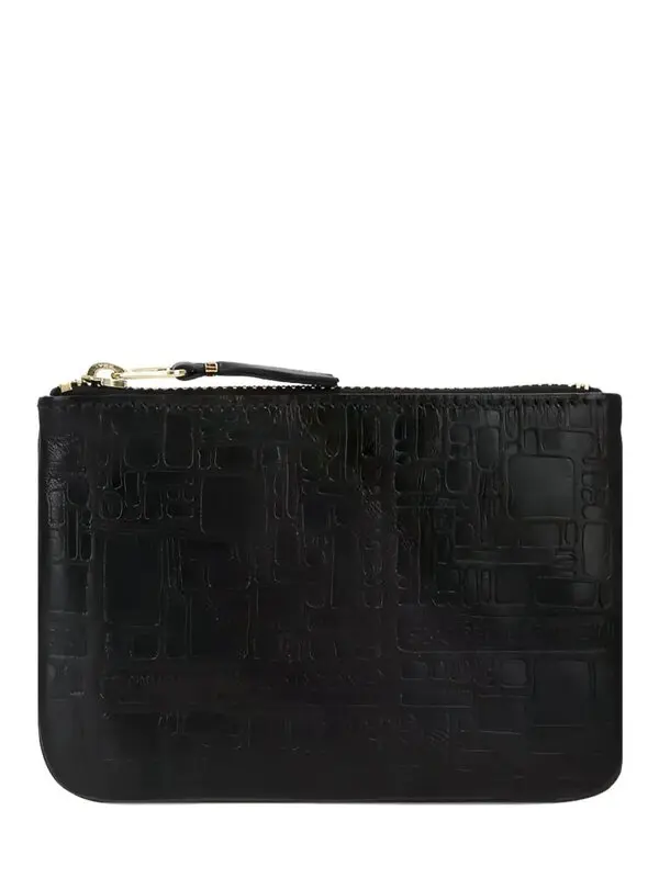 Comme Des Garçons Embossed Leather Zip Purse - Black