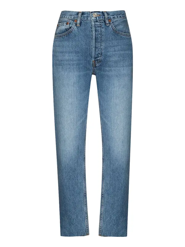 RE/DONE Stove Pipe Cropped Jeans - Blue